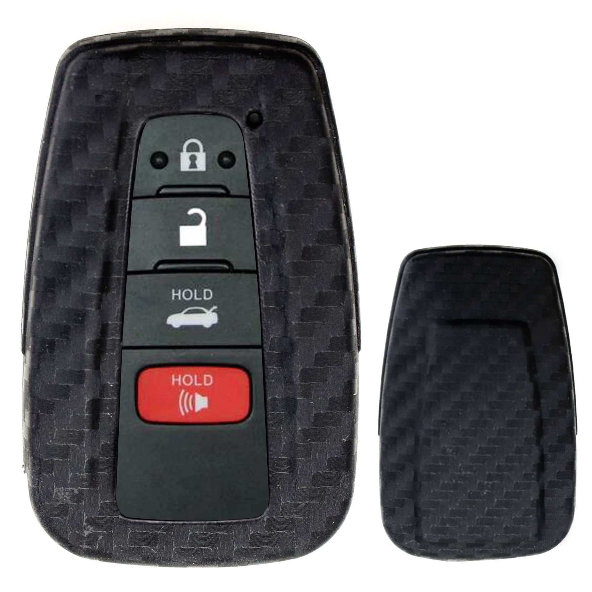 Carbon Fiber Finish Soft Silicone Key Fob Cover For 2017/2018-up Toyota ...
