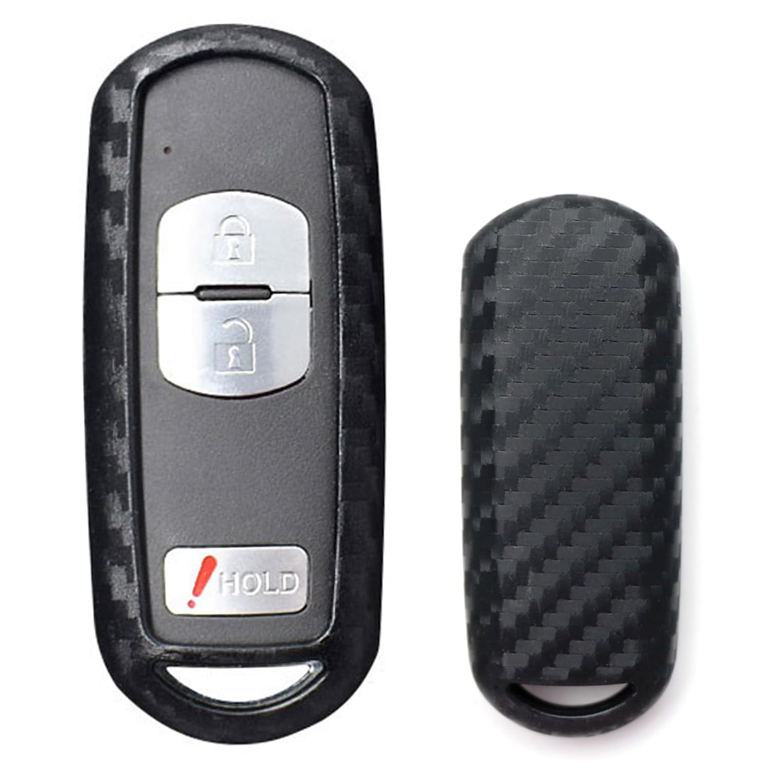 Carbon Fiber Finish Soft Silicone Key Fob Cover For Mazda 2 3 5 6 CX-3 ...