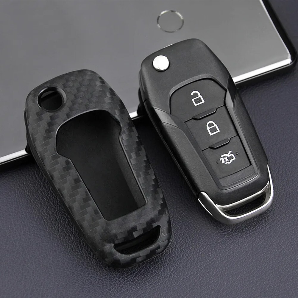 Carbon Fiber Flip Key Fob Case for Compatible Vehicles - Walmart.com