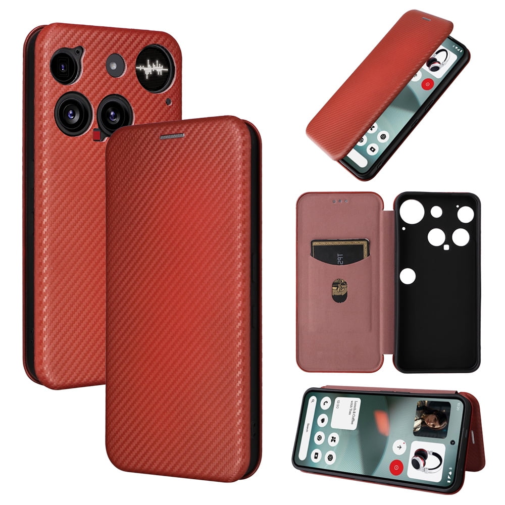 Carbon Fiber Flip Phone Case For Nothing phone3 5G Card Slot Shockproof ...