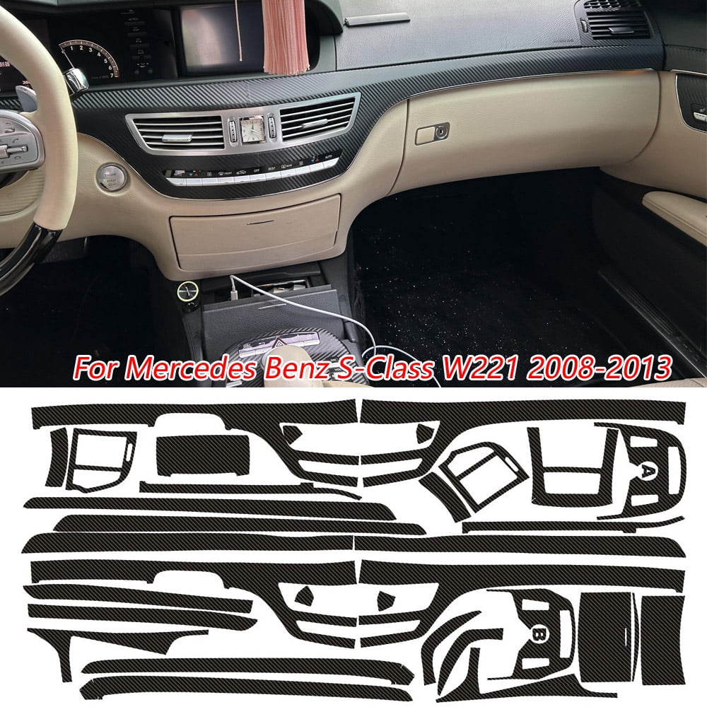 Carbon Fiber For Mercedes Benz S-Class W221 2008-2011 Car Film Interior ...