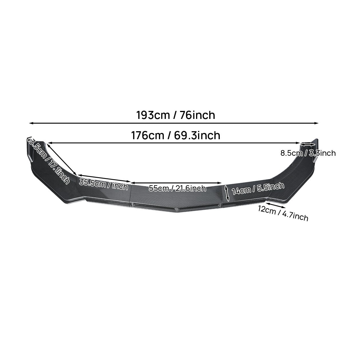 Carbon Fiber Front Bumper Lip Splitter + Side Skirts Panel For ...