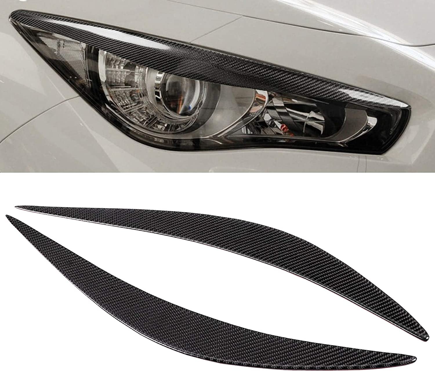 Carbon Fiber Front Headlight Eyebrows Eyelid Overlay Decal Cover Trim ...