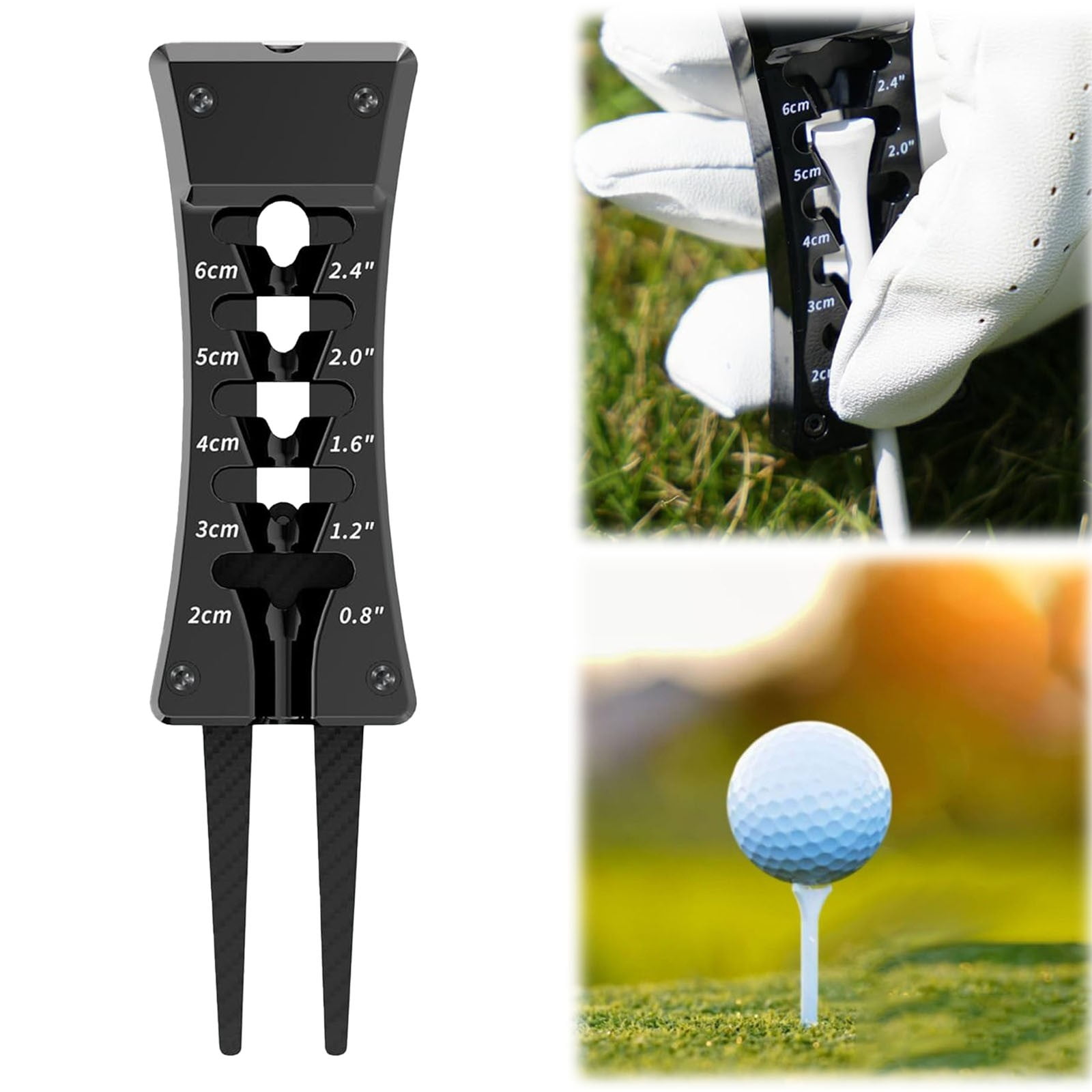 Carbon Fiber Golf Divot Tool with Tee Height Adjuster & Holder, Ultra ...