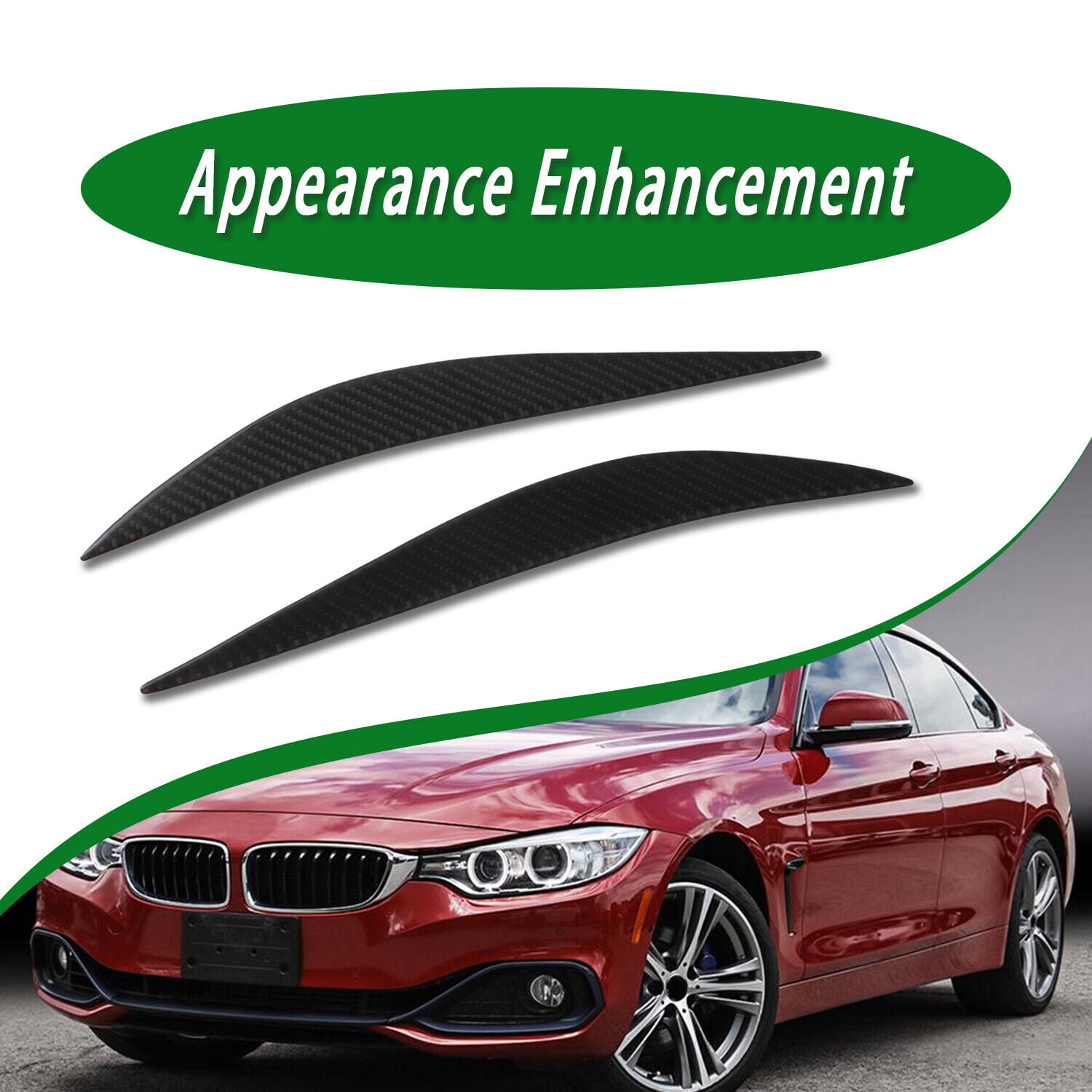 Carbon Fiber Headlight Eye Lid Eyelids Sticker Cover for 2017 2018 BMW ...