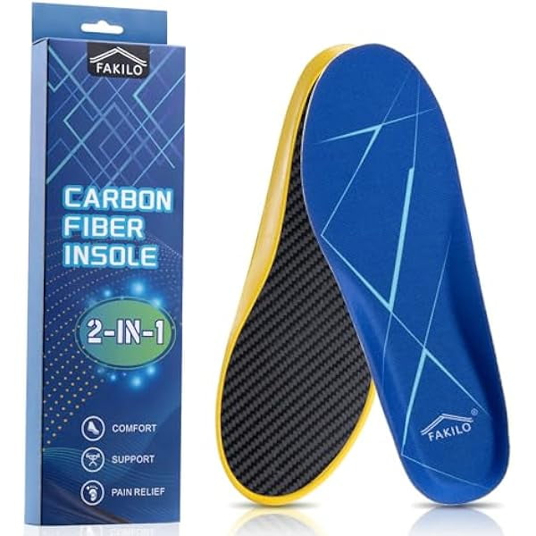 Carbon Fiber Insole, 2 in-1 Carbon Fiber Insoles with Thick Confort ...
