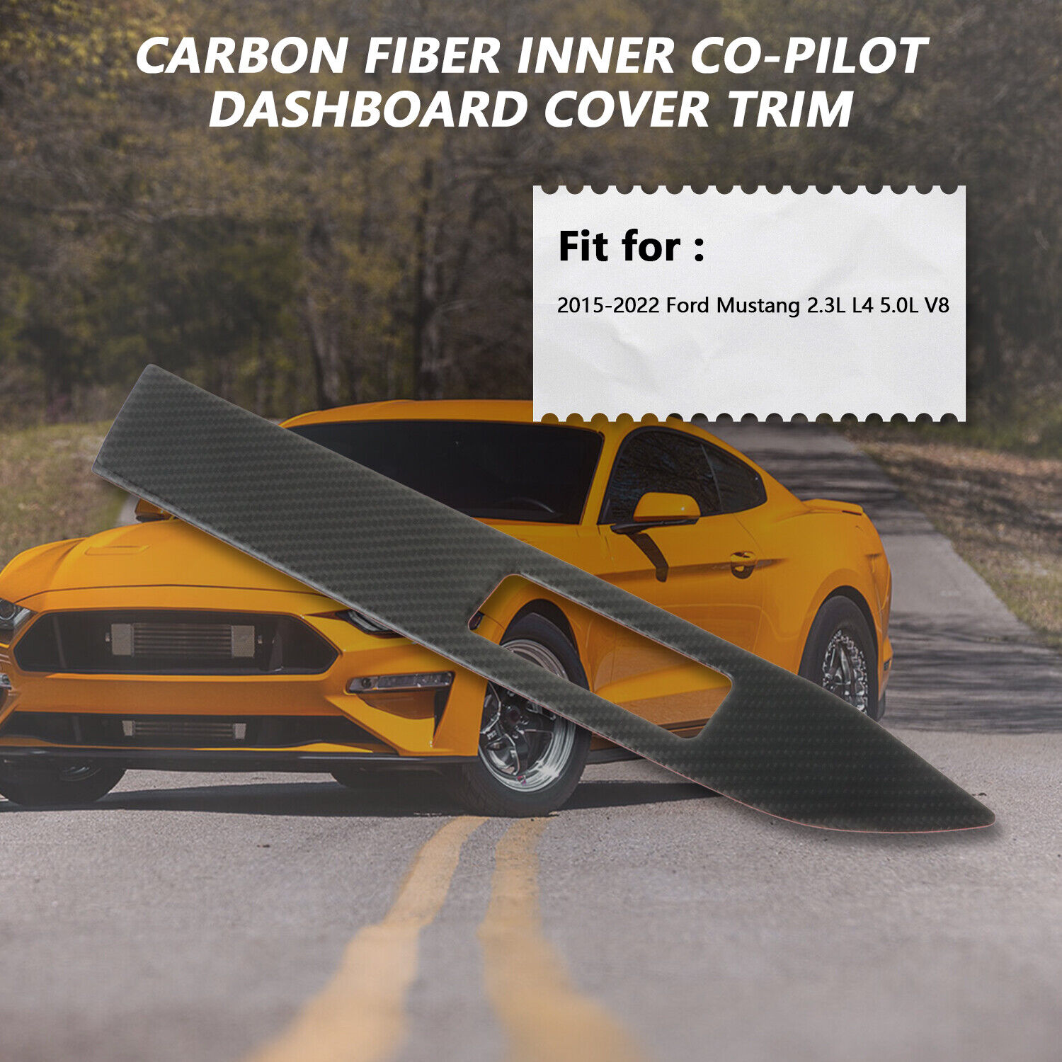 Carbon Fiber Instrument Trim Strip for 15-22 Ford Mustang 2.3L L4 5.0L ...