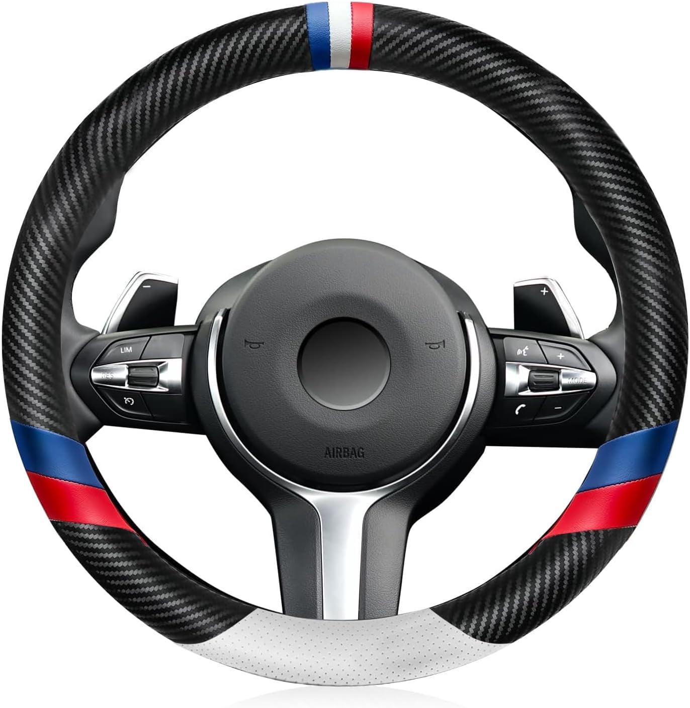 Carbon Fiber Leather Sport Car Steering Wheel Cover Sports Steering ...
