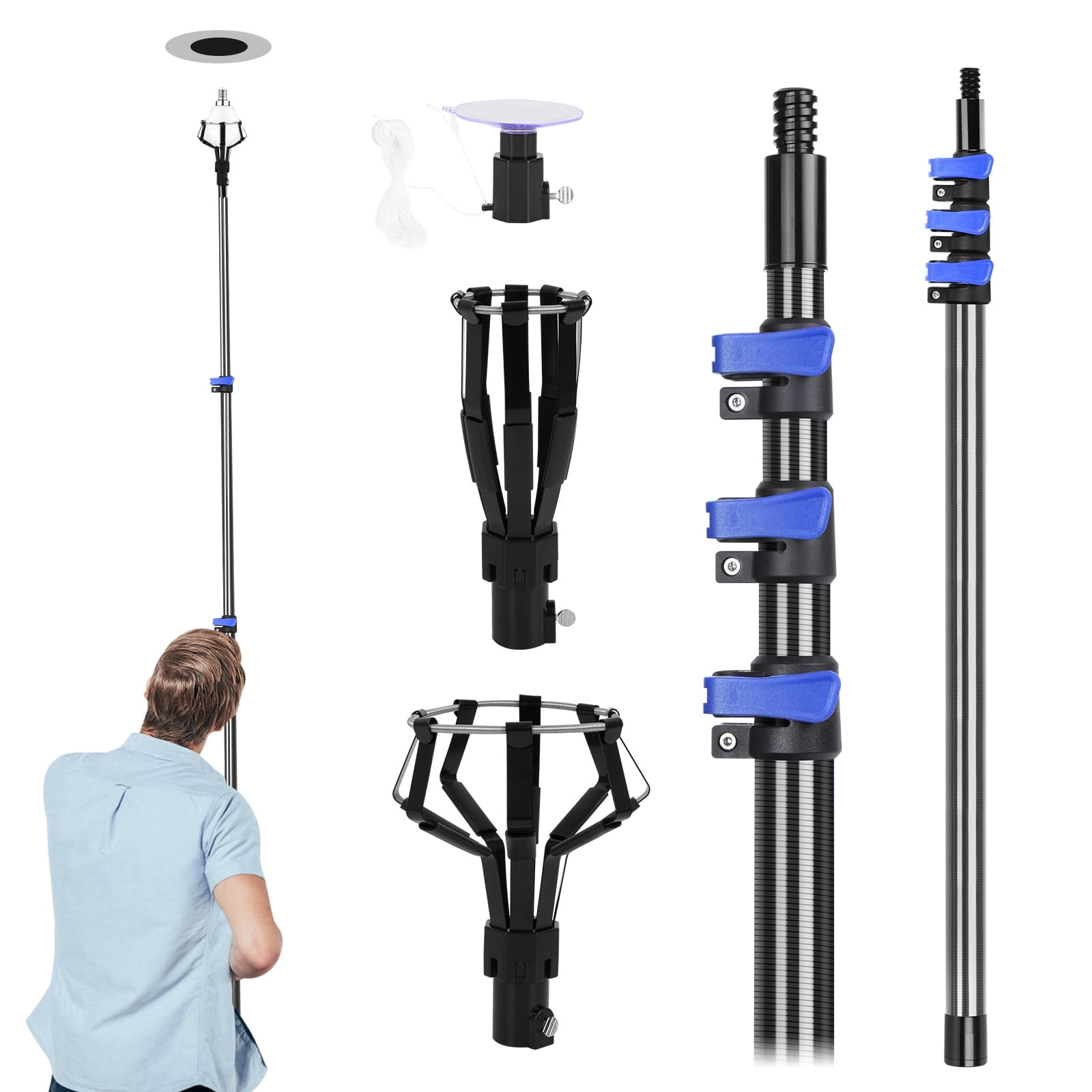 Carbon Fiber Light Bulb Changer for High Ceilings with Pole, 3 to 12FT ...