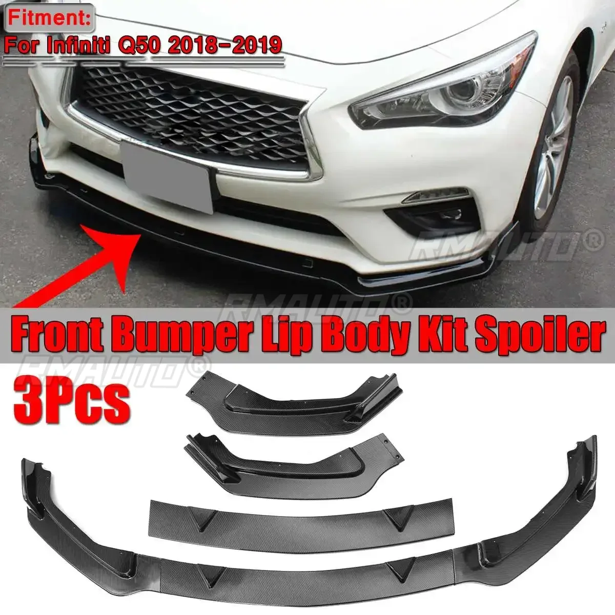 Carbon Fiber Look/Black Car Front Bumper Lip Spoiler Bumper Splitter ...