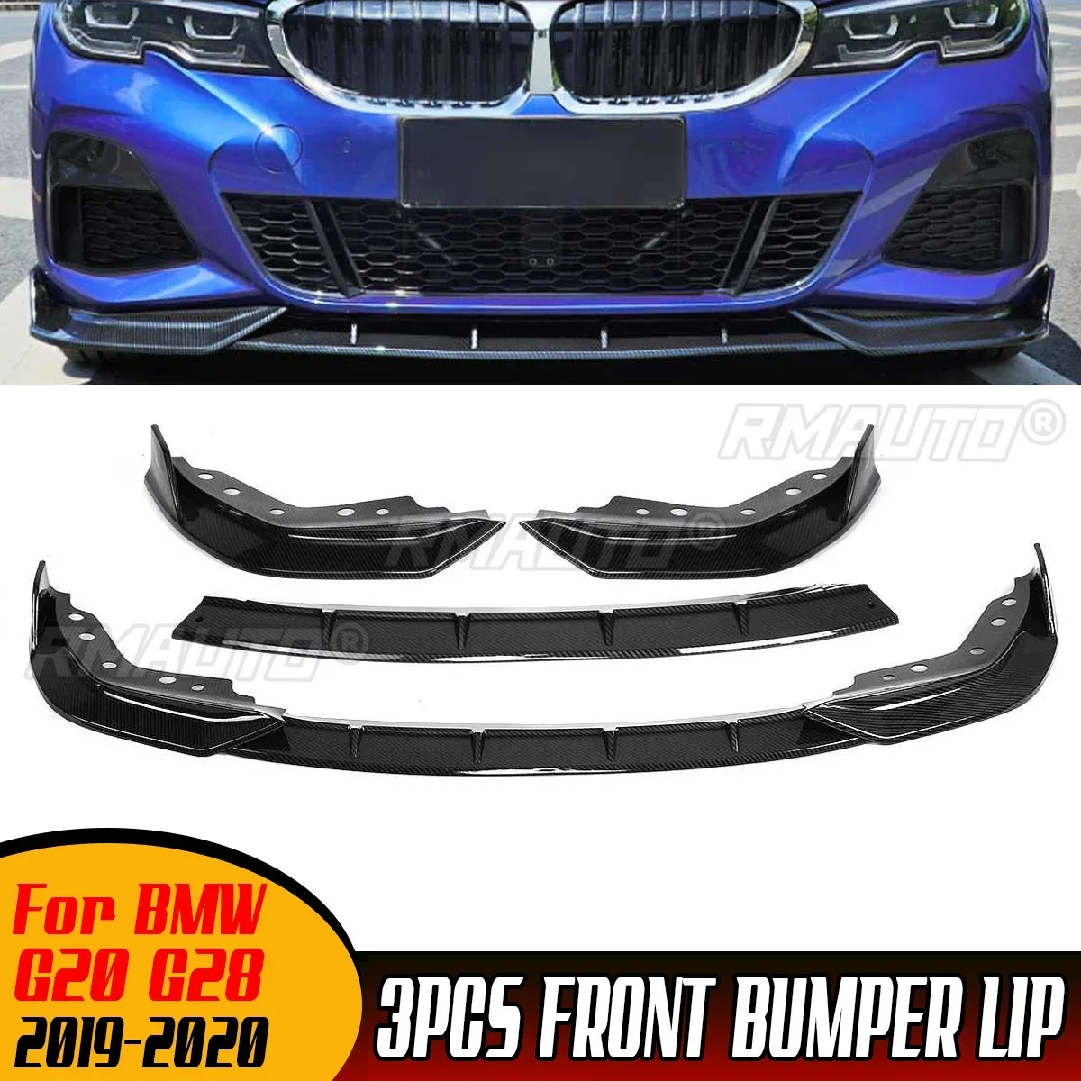 Carbon Fiber Look/Black Car Front Bumper Lip Spoiler Diffuser Protector ...