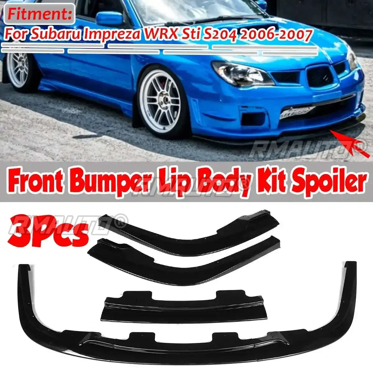 Carbon Fiber Look/Black Car Front Bumper Lip Spoiler Splitter Deflector ...
