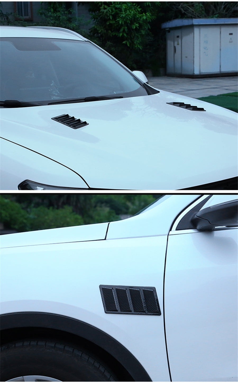 Carbon Fiber Look Car Front Bonnet Vent Hood Air Flow Intake Decorative ...