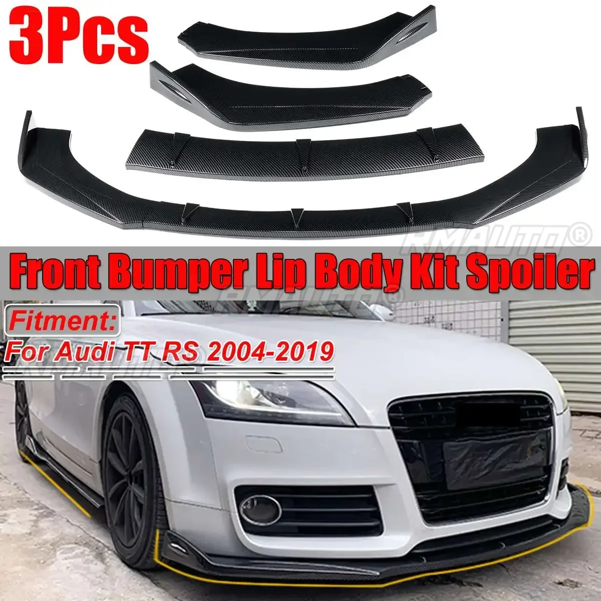 Carbon Fiber Look/Gloss/Matte Black Car Front Bumper Splitter Lip ...