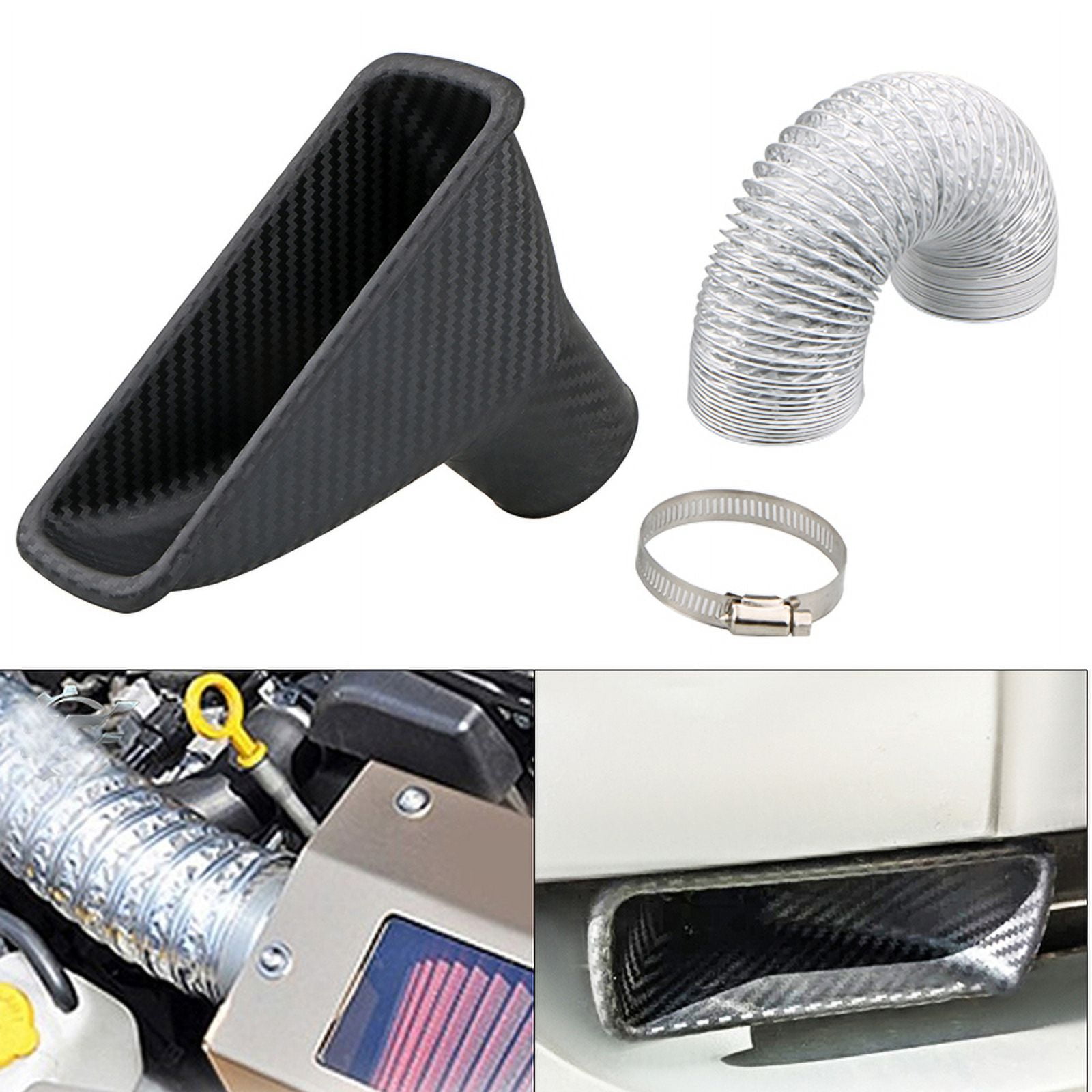Carbon Fiber Look Universal Car Front Bumper Turbo Air Intake Pipe ...