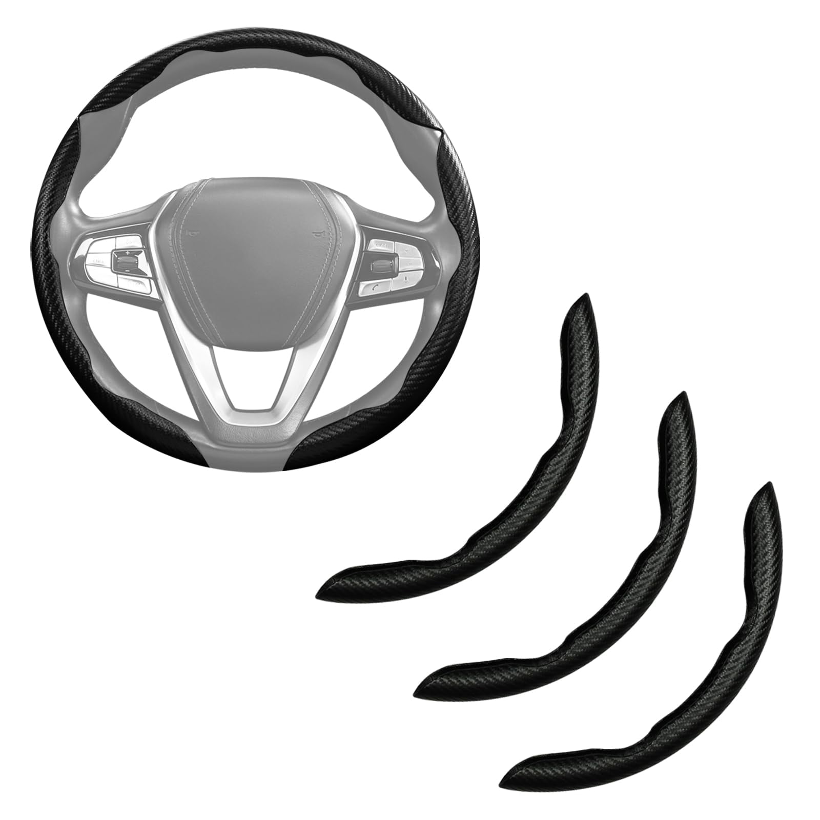 Carbon Fiber Matte Steering Wheel Cover 3pcs Anti-Slip Car Steering ...