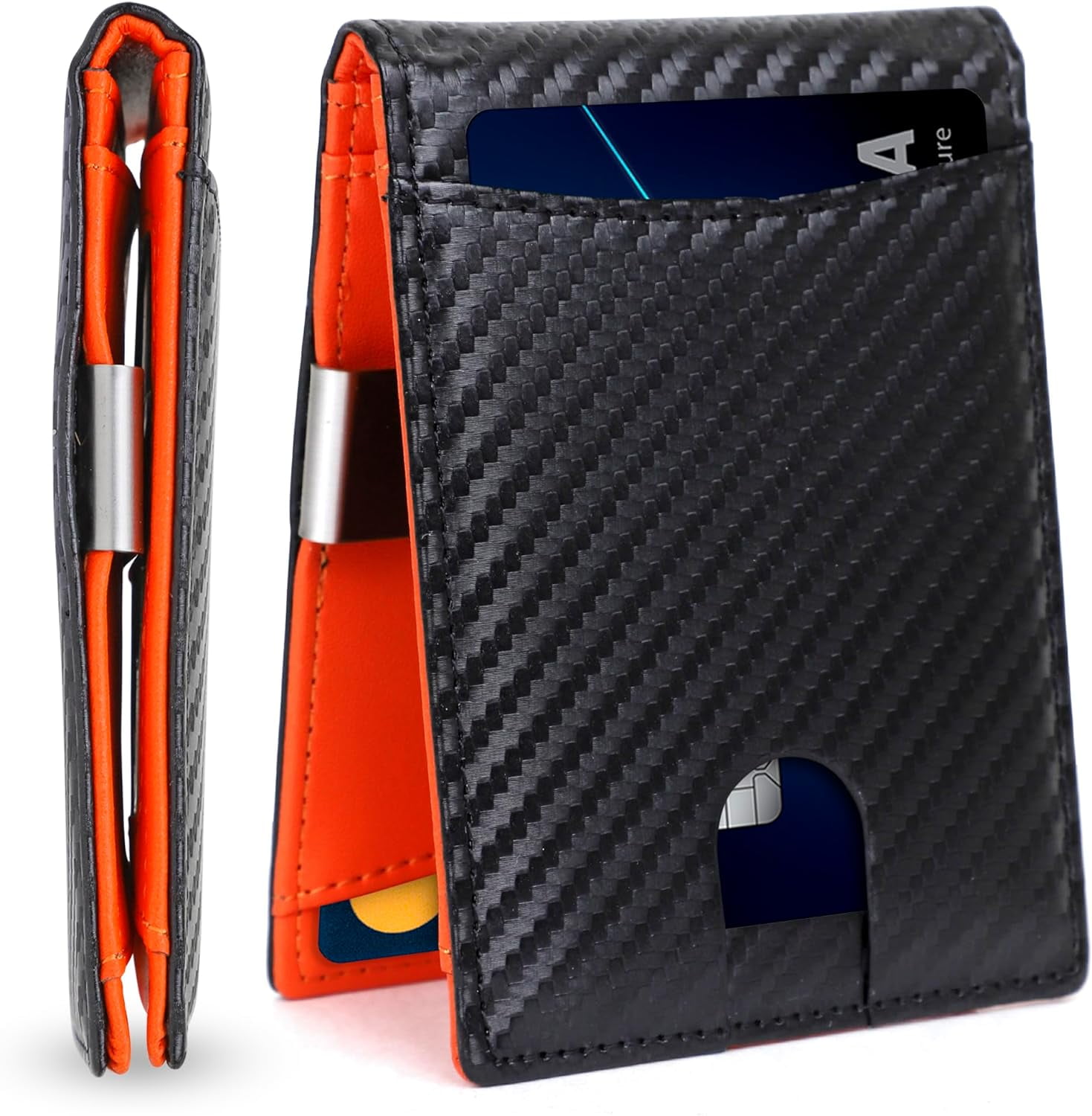 Carbon Fiber Minimalist Slim Bifold Wallet for Men - RFID Blocking ...