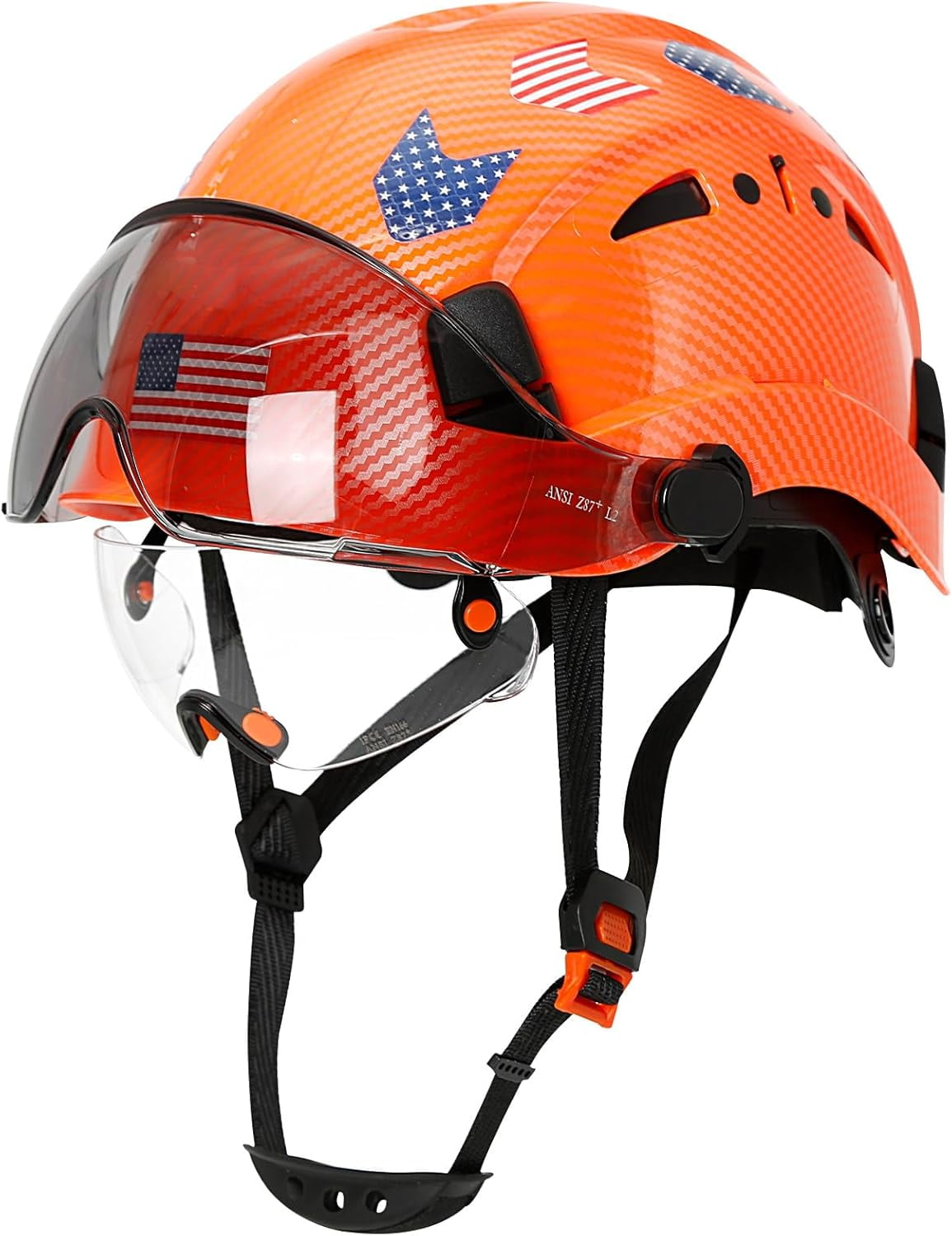 Carbon Fiber Pattern Hard Hat with Visor - Hard Hats with Double Safety ...