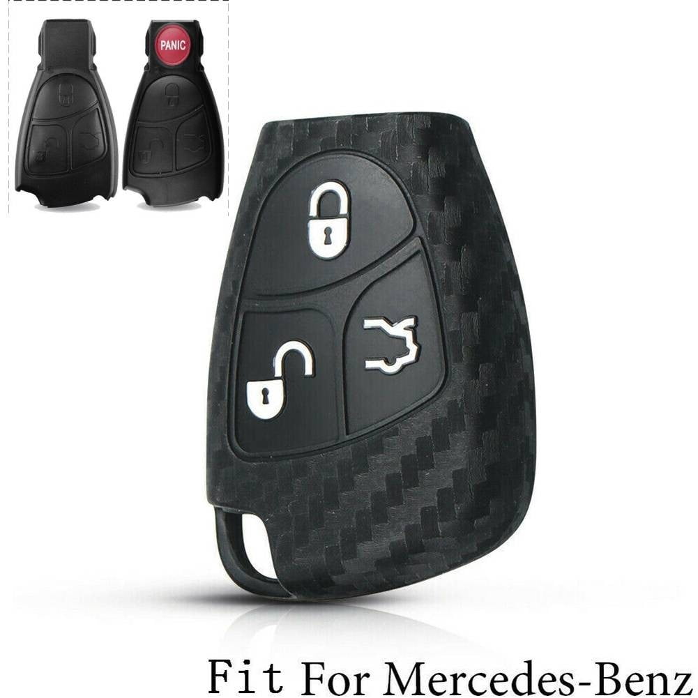 Carbon Fiber Pattern Soft Silicone Car Key Fob Cover for Mercedes Benz ...