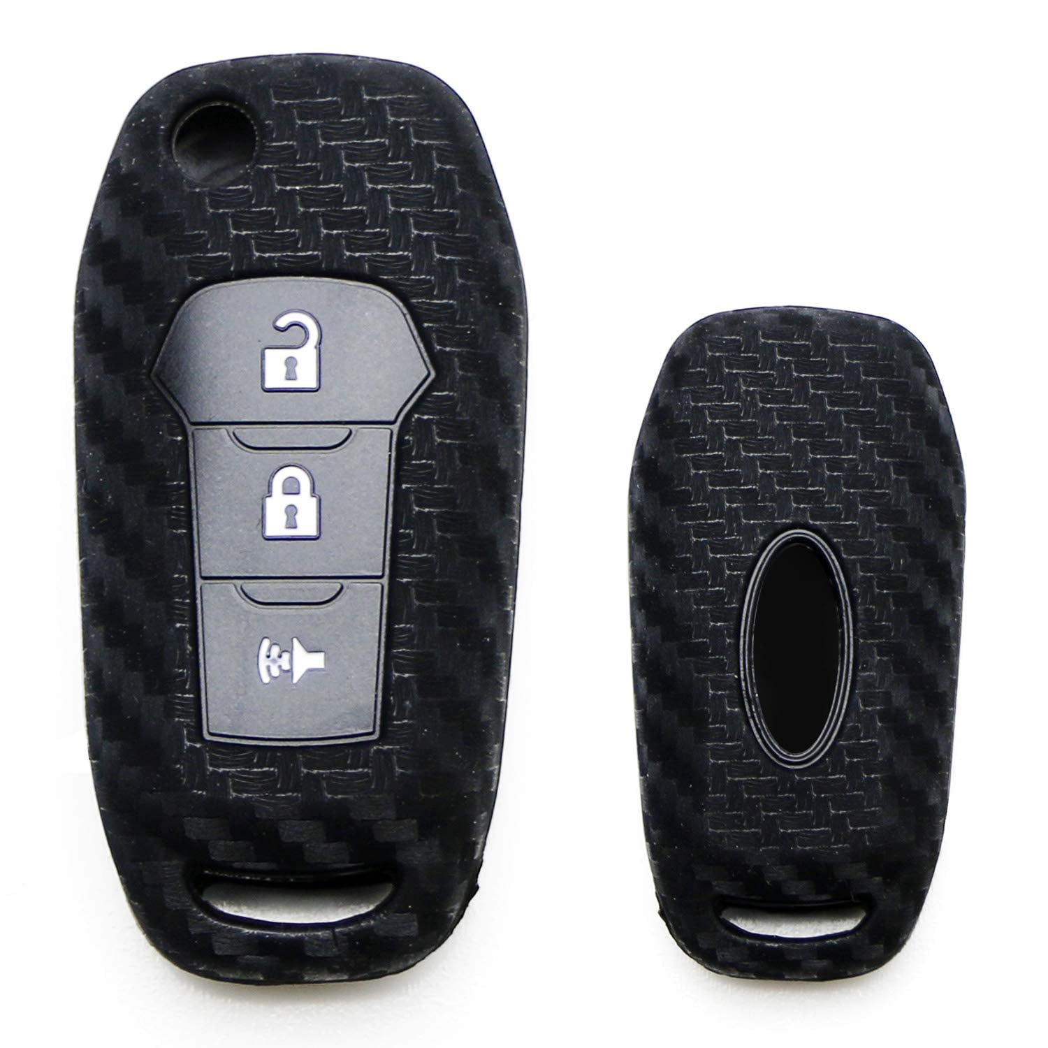 Carbon Fiber Pattern Soft Silicone Key Fob Cover For 2016-2018 Ford ...