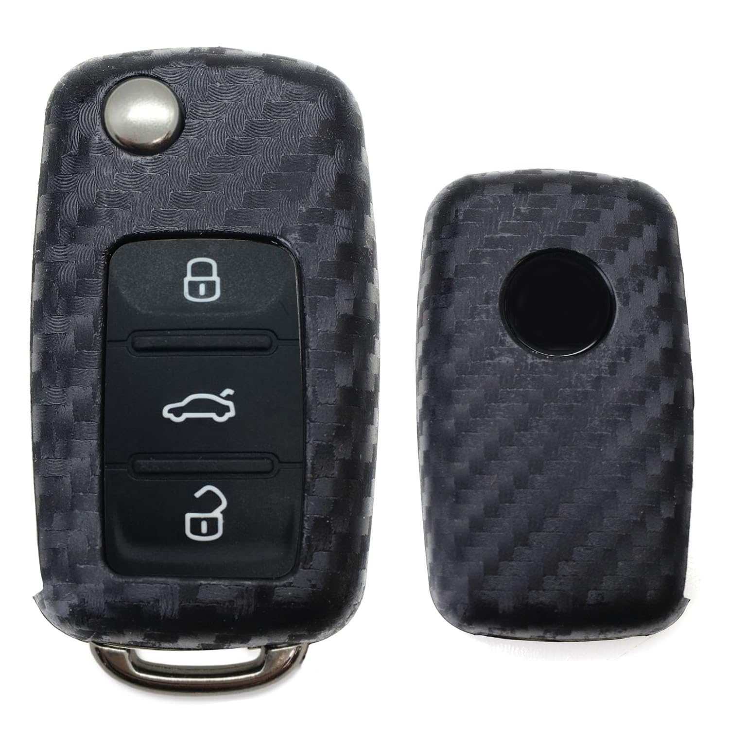Carbon Fiber Pattern Soft Silicone Key Fob Cover Case For Volkswagen ...