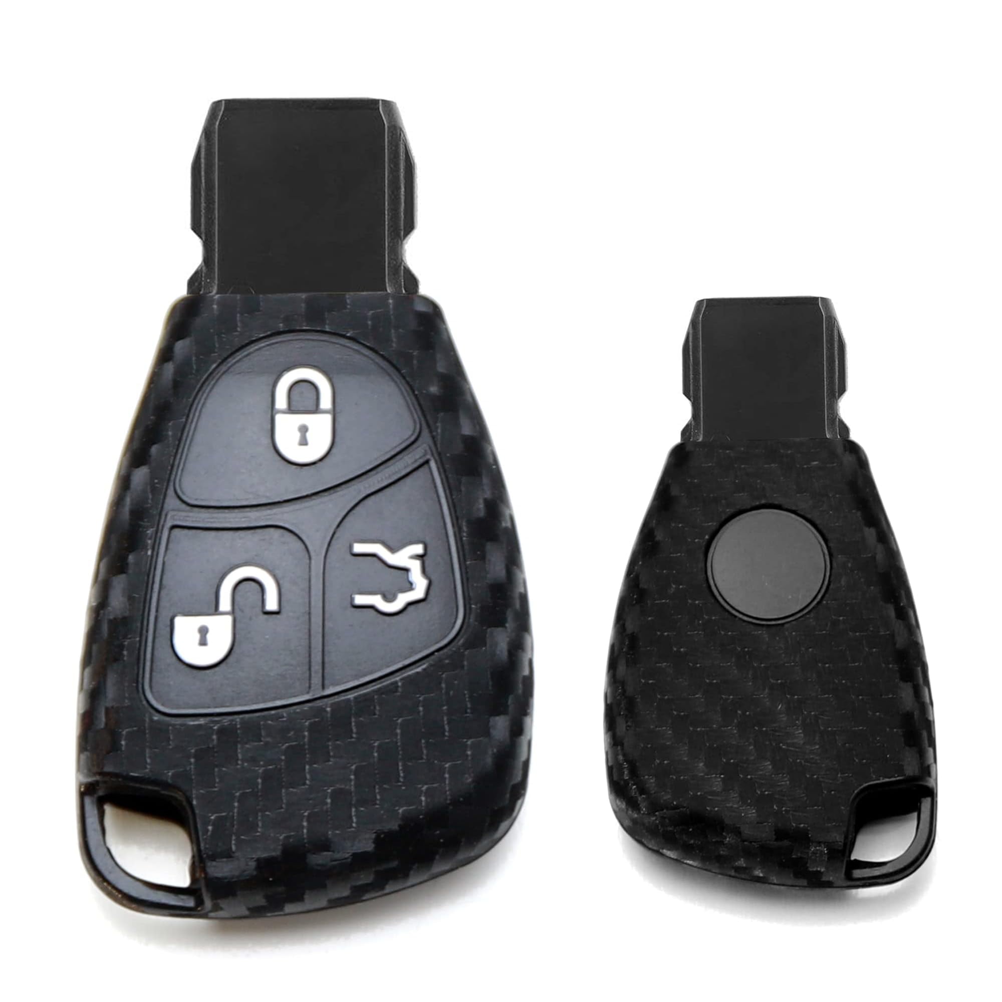 Carbon Fiber Pattern Soft Silicone Key Fob Cover For Mercedes Gen1 C E ...