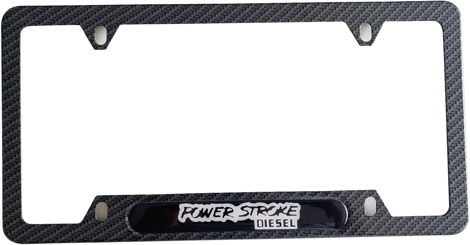 Carbon Fiber Power License Plate Frame Cover Holder Stroke Diesel Ford ...