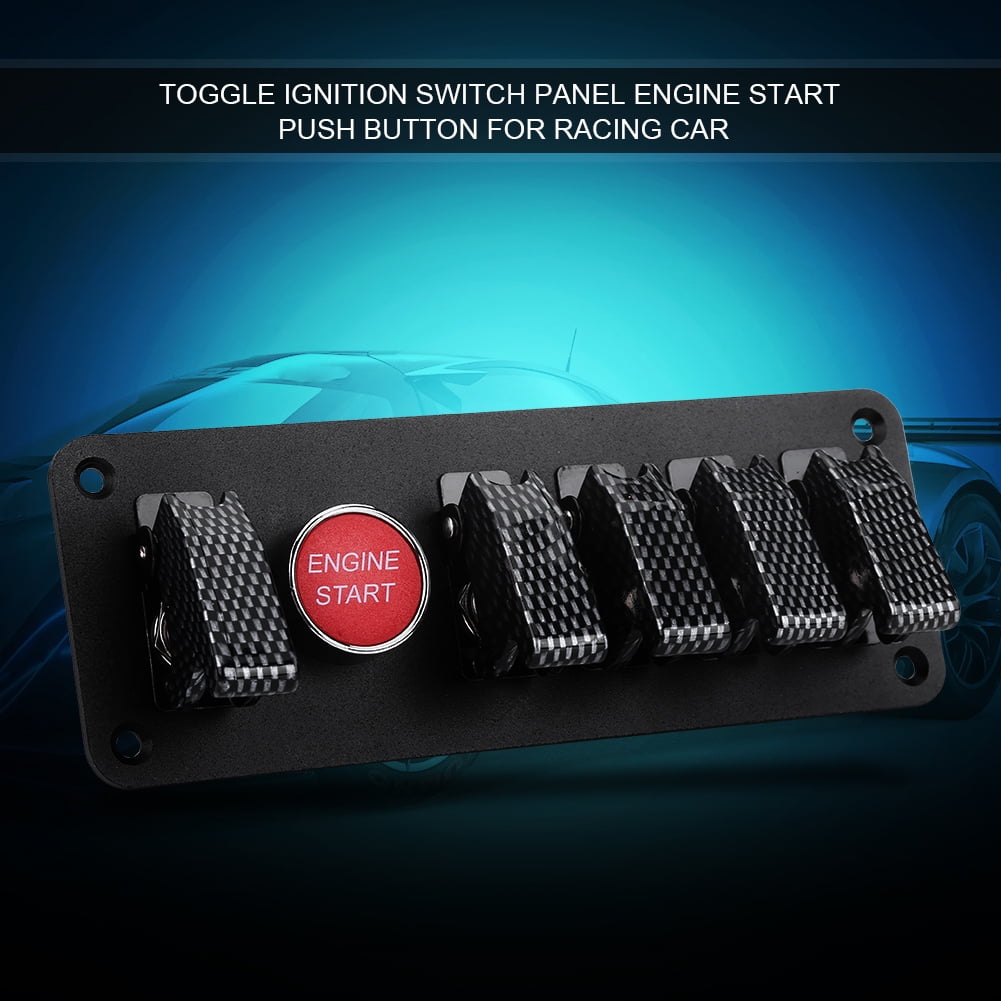Carbon Fiber Racing Car 12v 6 Group Toggle Ignition Switch Panel Engine Start Push Button
