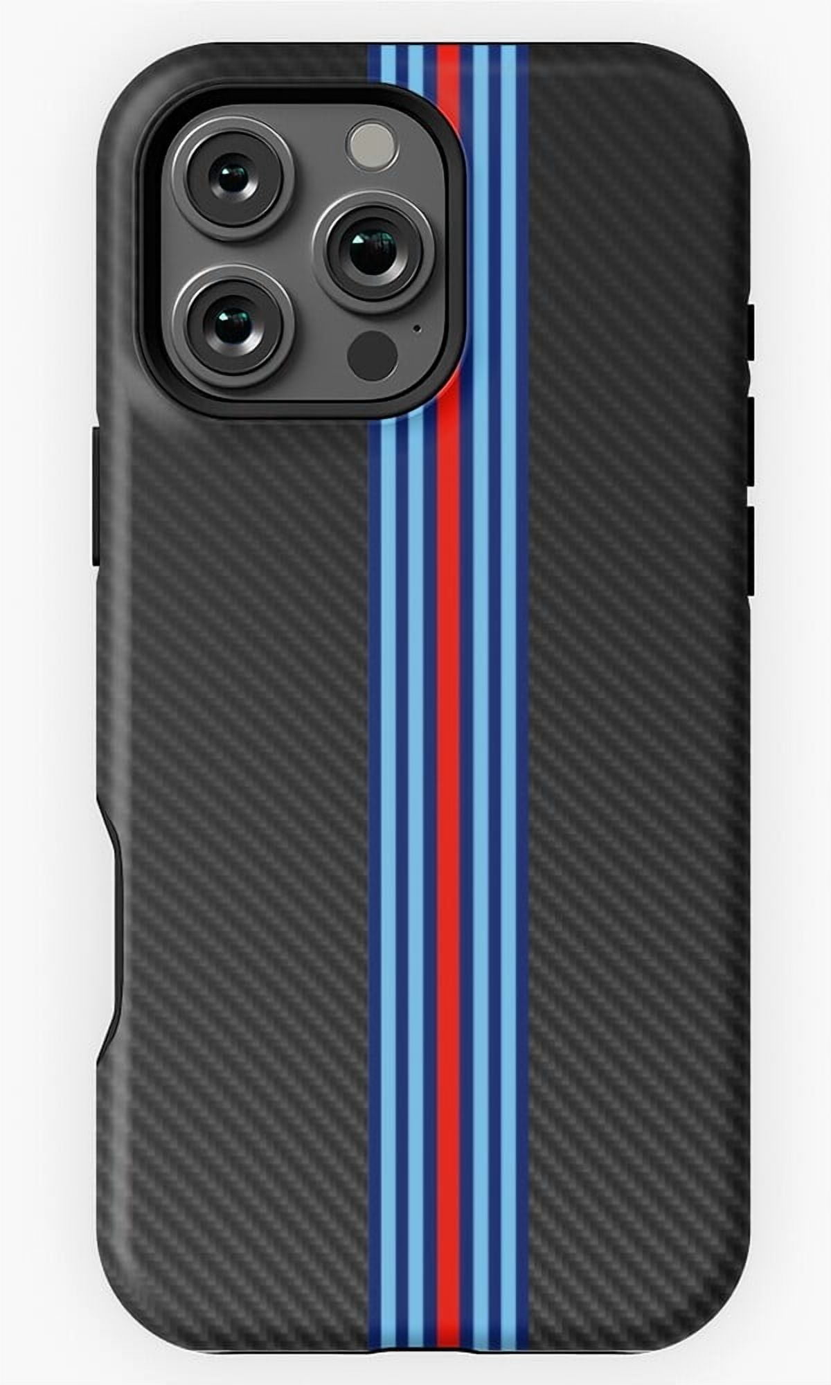 Carbon Fiber Racing Stripes Phone Case for iPhone 16 15 14 13 12 11 Pro ...