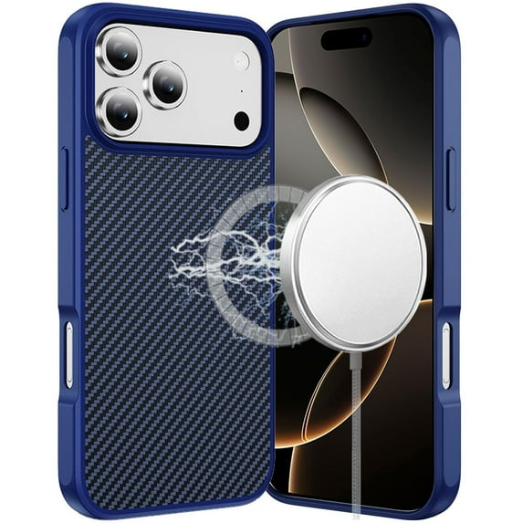 Carbon Fiber Series MagSafe Hybrid Case for iPhone 17 Pro Max - Blue ...
