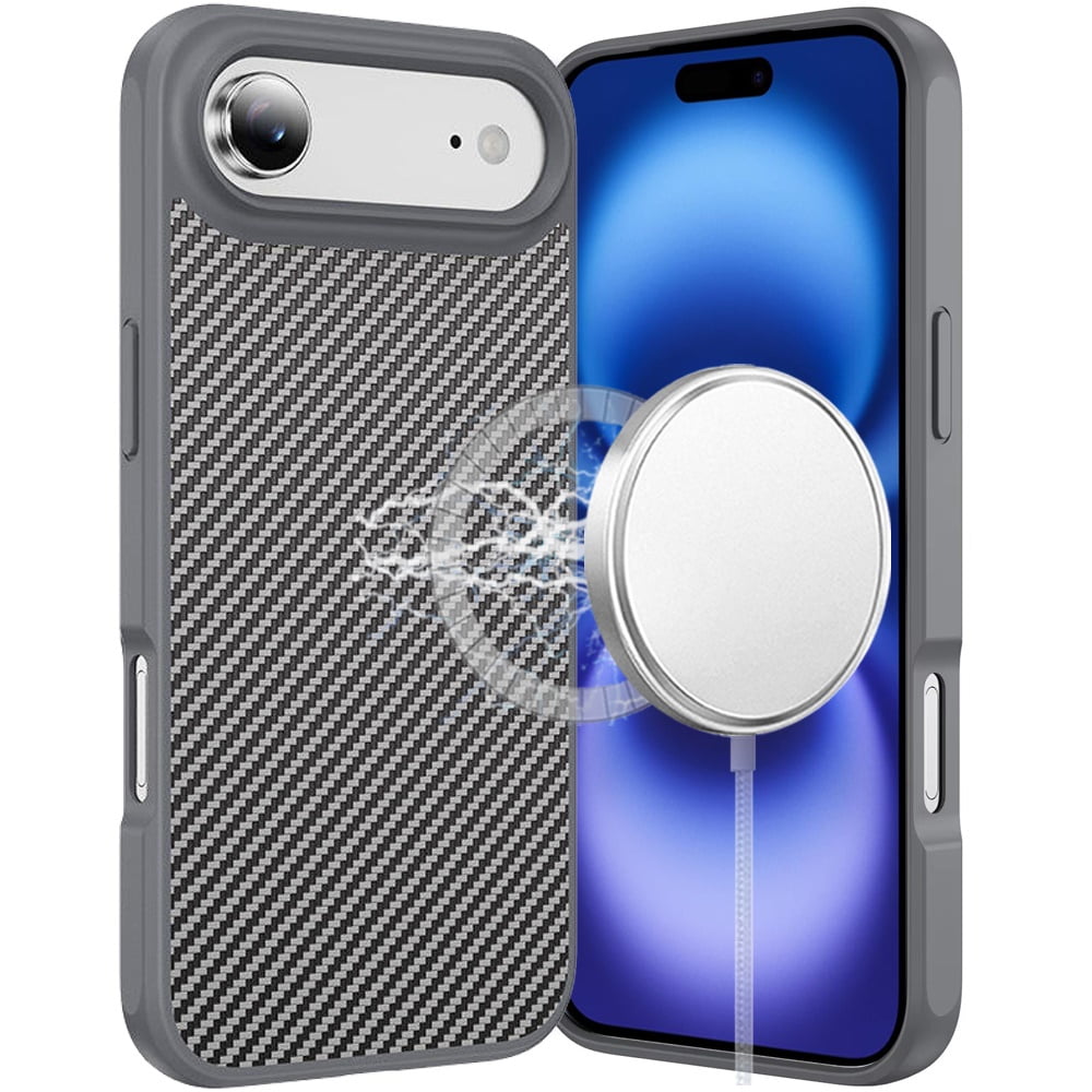 Carbon Fiber Series MagSafe Hybrid Case for iPhone Air - Grey - Walmart.com