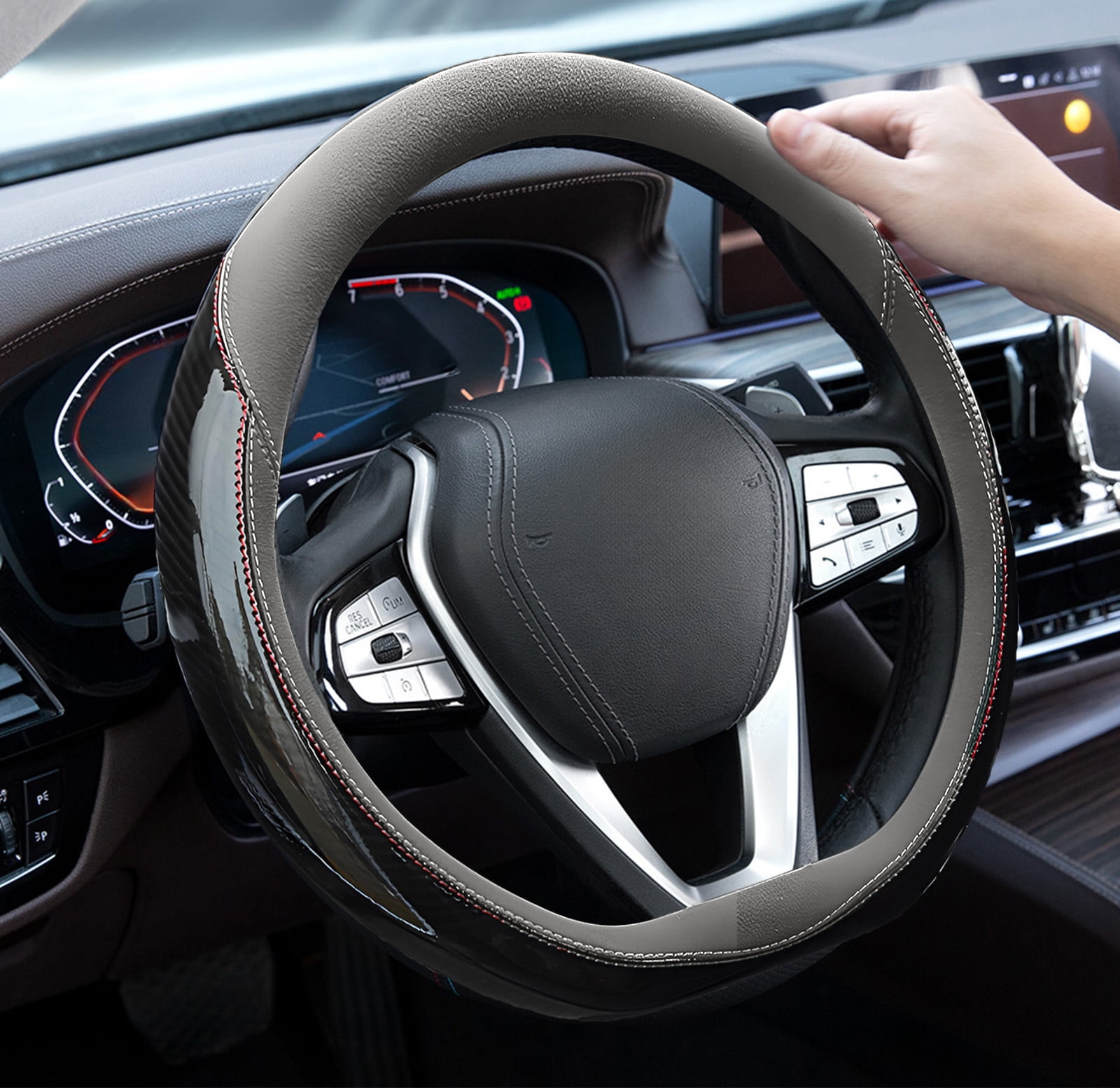 Carbon Fiber Steering Wheel Cover, D-shaped Handle Design, Breathable ...