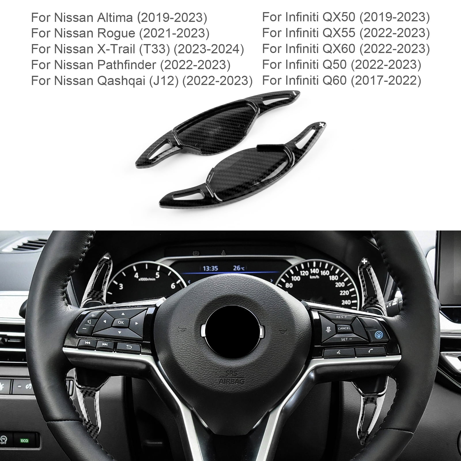 Carbon Fiber Steering Wheel Paddle Shifter ABS Picks For Infiniti Q50 ...