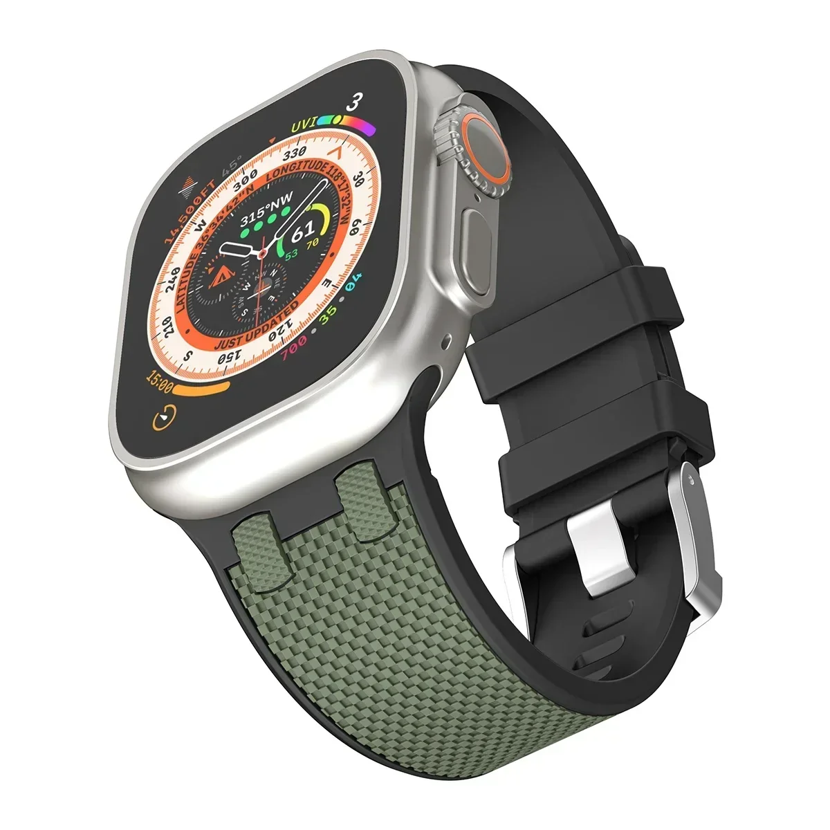 Carbon Fiber Strap for Apple Watch Ultra 2 49mm Silicone Band 45mm 44mm ...