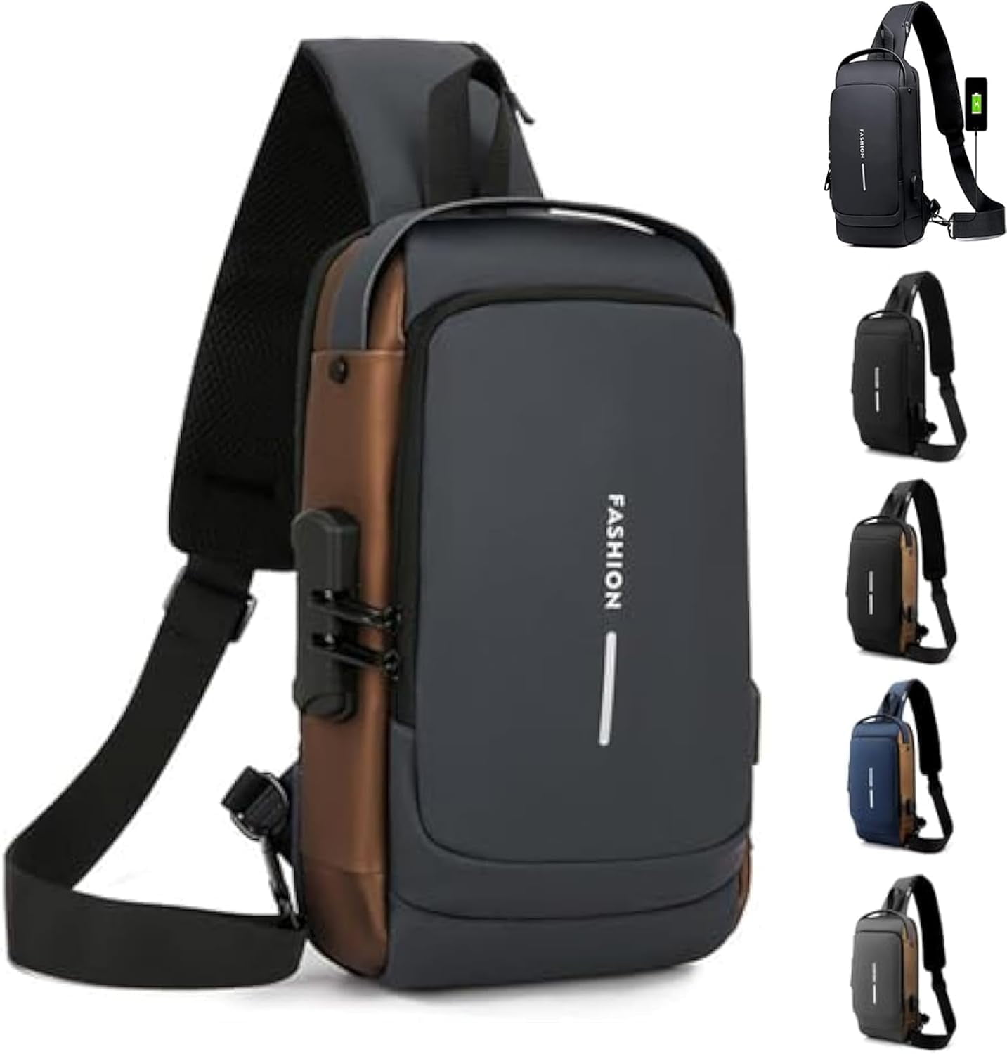 Carbon Fiber Streamline Anti-theft Sling Bag, Sling Backpack USB ...