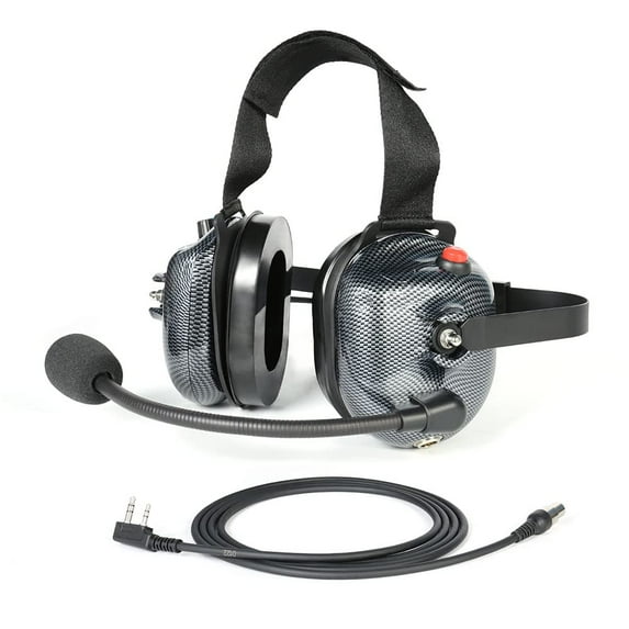Carbon Fiber Style Behind The Head Two Way Radio Headset with Cord ...