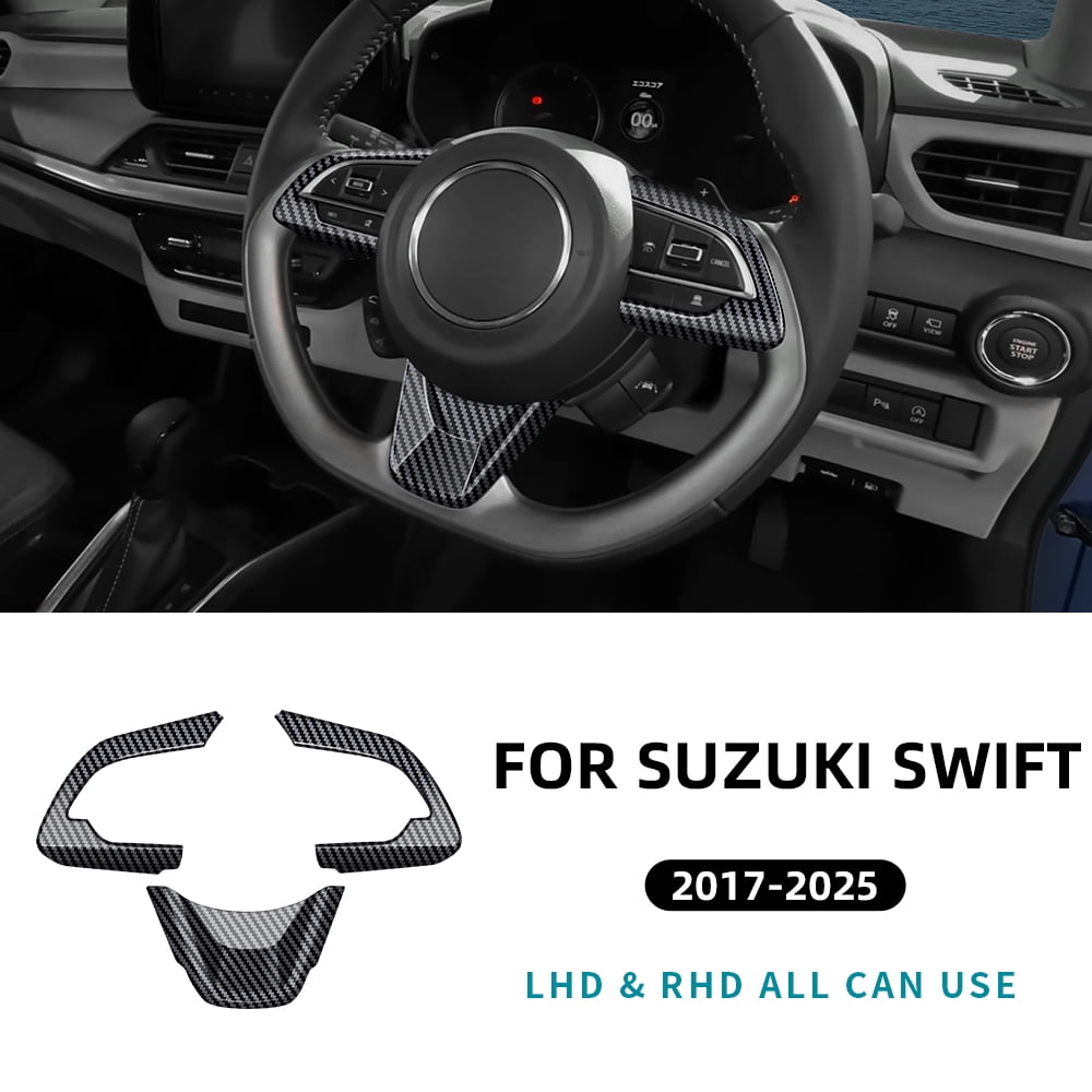 Carbon Fiber Style Car Steering Wheel Button Bottom Frame ABS Sticker ...