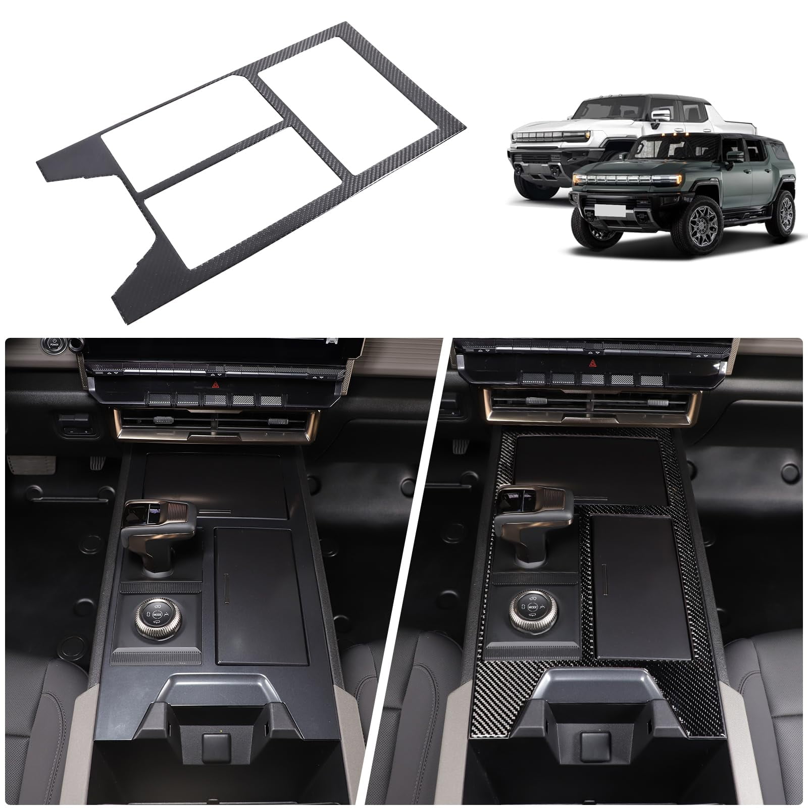 Carbon Fiber Style Gear Shift Box Panel Cover Sticker for Hummer EV SUV ...
