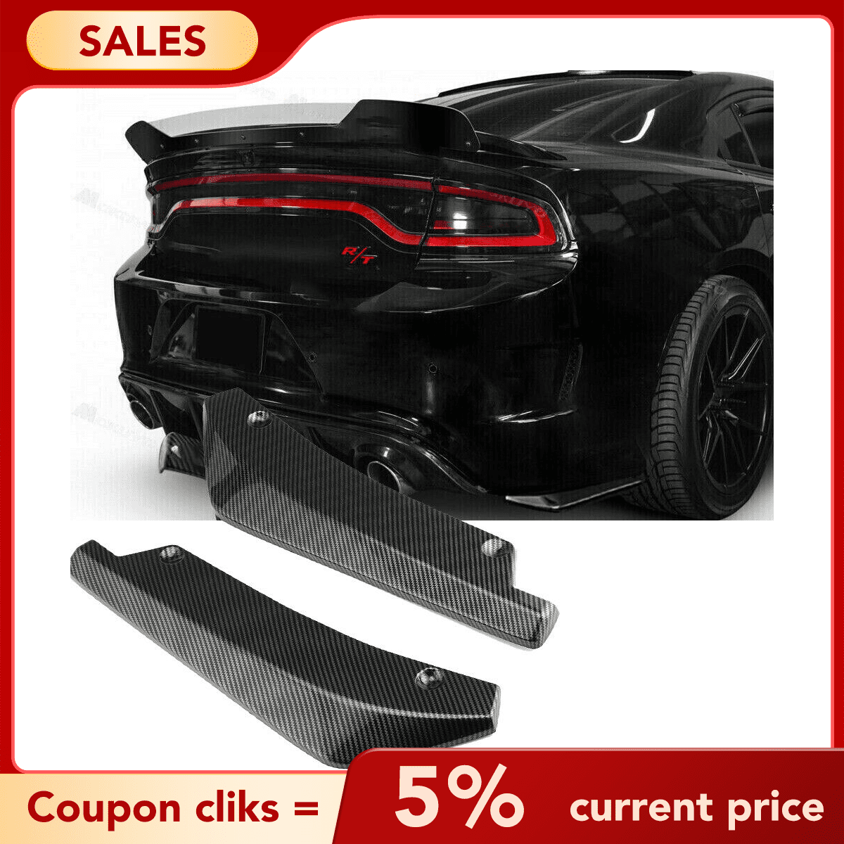 Carbon Fiber Style Rear Bumper Diffuser Splitter Canard for Dodge ...