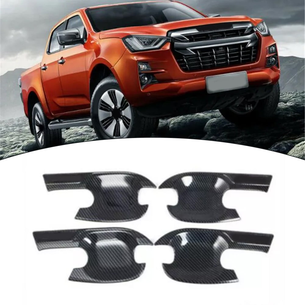 Carbon Fiber Texture Exterior Door Handle Bowl Cover Trim Cup Scratch Protective For Isuzu D-Max ...