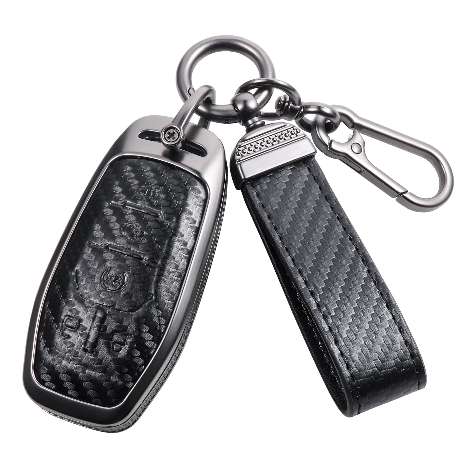 Carbon Fiber Texture Key Fob Cover Compatible with Ford Fusion Mustang ...