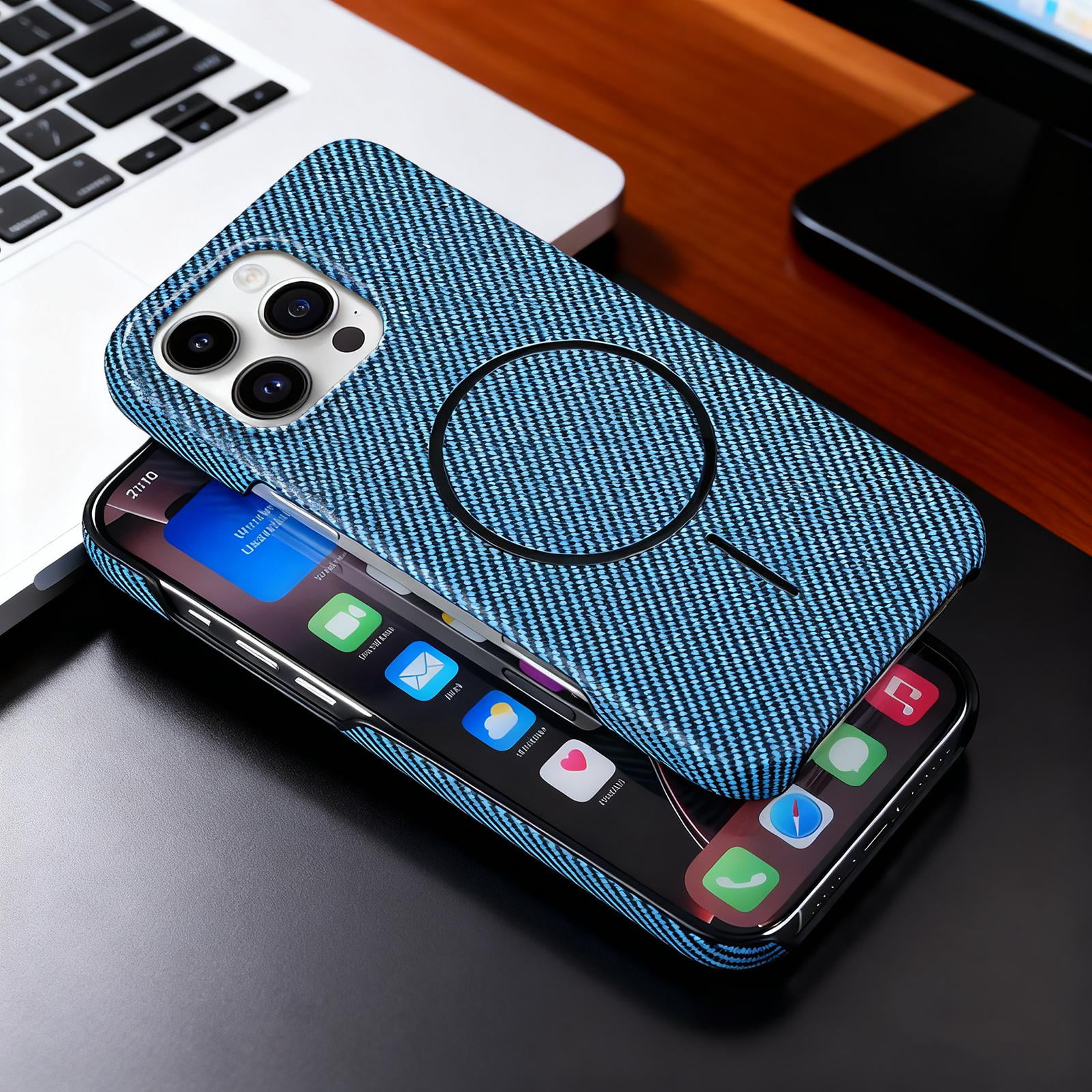 Carbon Fiber Texture Magnetic Case for iPhone 15 Pro, Compatible with ...