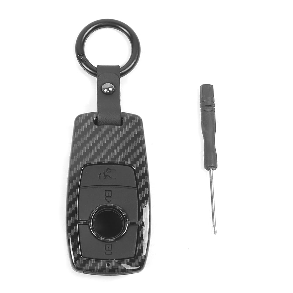 Carbon Fiber Texture Square Shape Remote 3 Buttons Key Fob Case Black ...