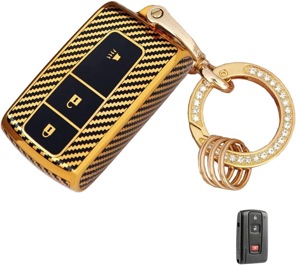 Carbon Fiber Texture TPU for Toyota Key Fob Cover Fit for 2+1 Button ...
