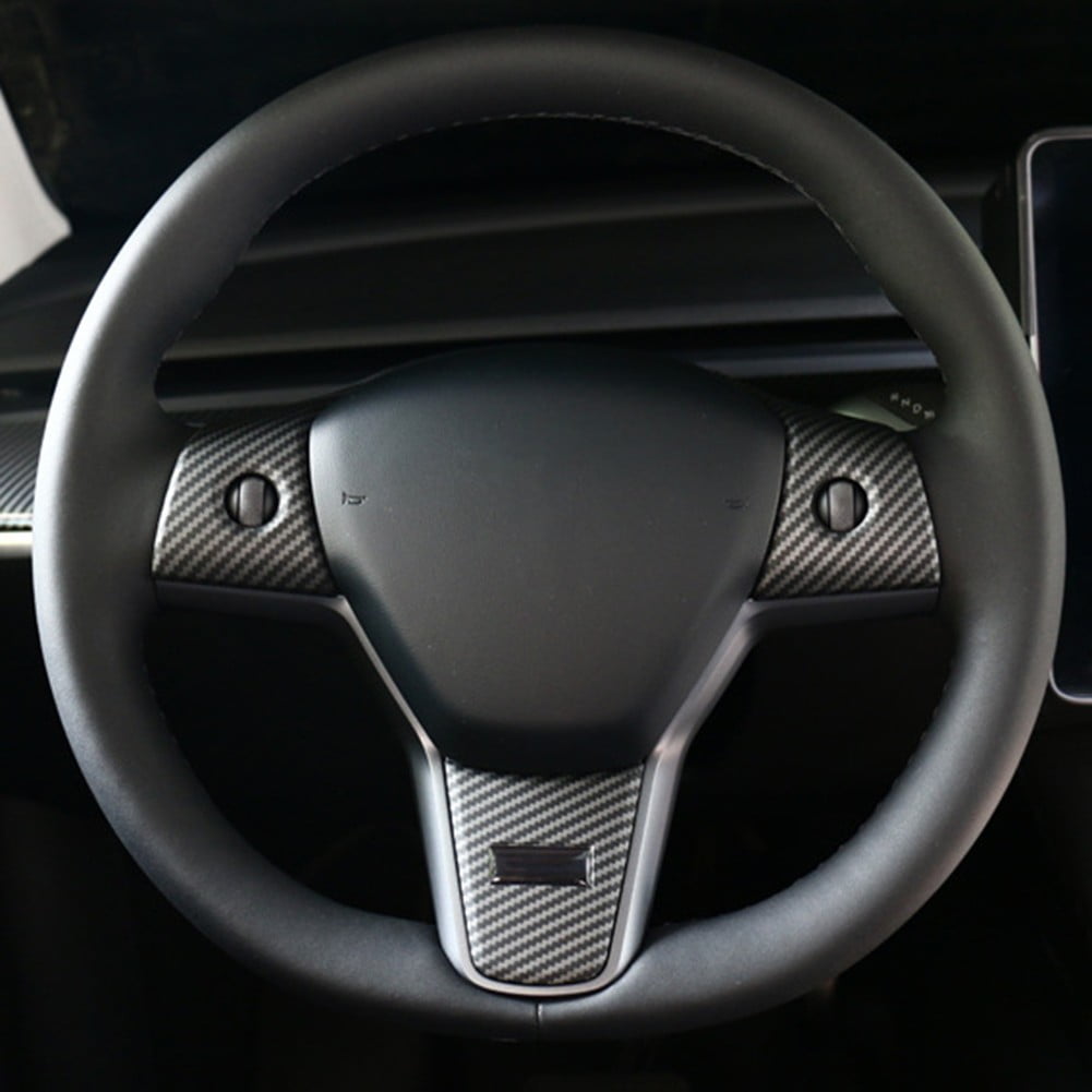 Carbon Fiber Trim Steering Wheel Cover For Tesla Model 3 Y Enhances ...