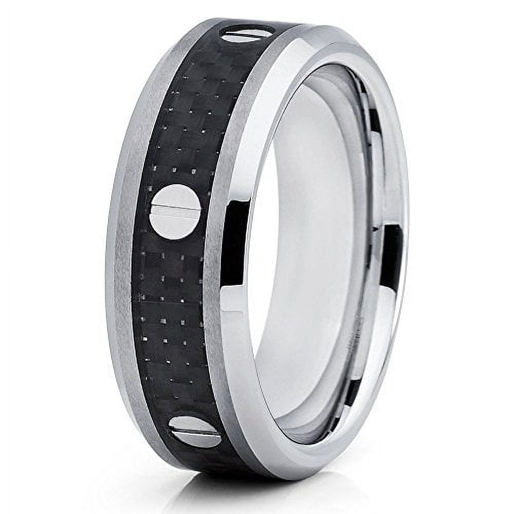 Carbon Fiber Tungsten Ring Tungsten Carbide Ring Screw Design 8mm ...