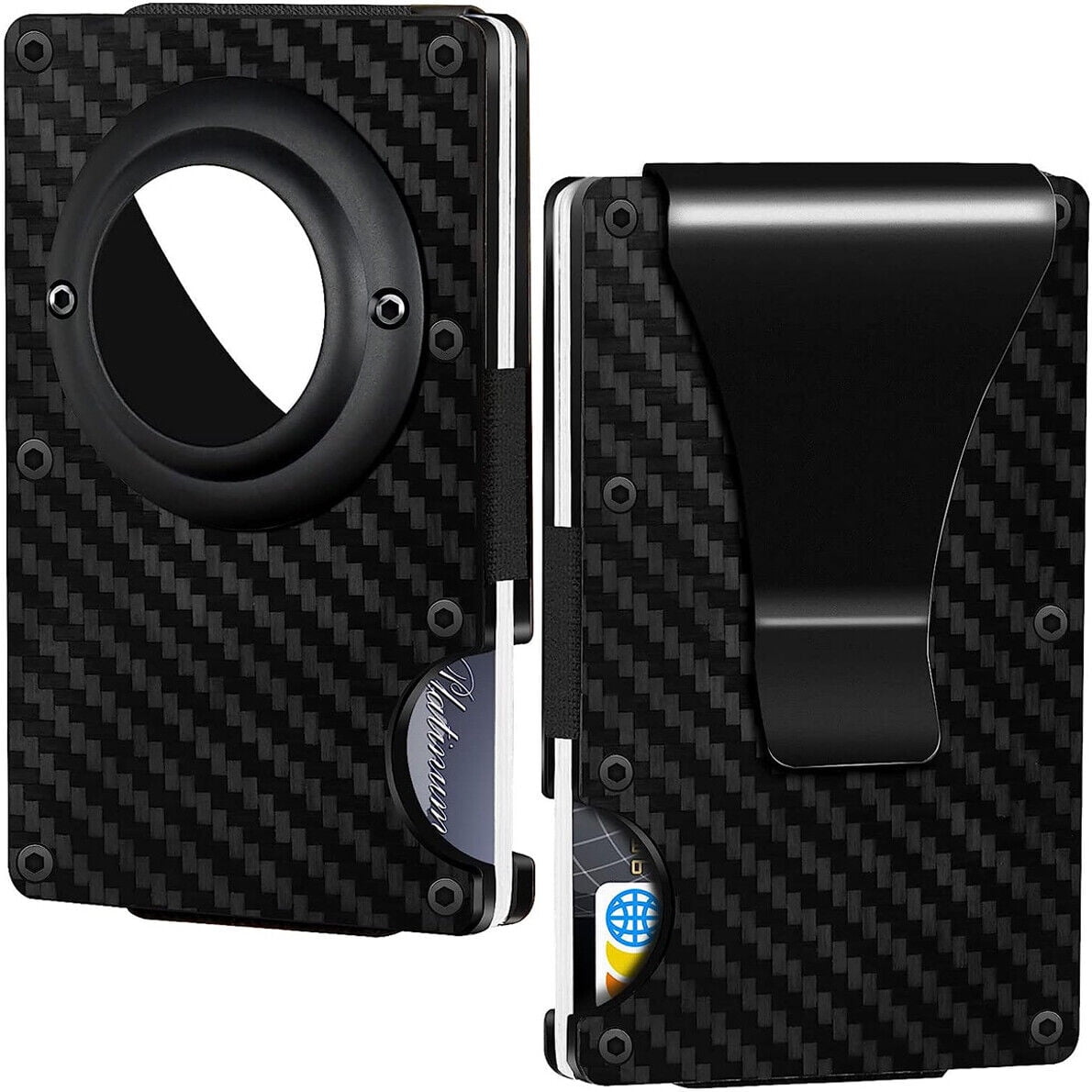 Carbon Fiber Wallet with Airtag Holder RFID Blocking Aluminum Metal ...