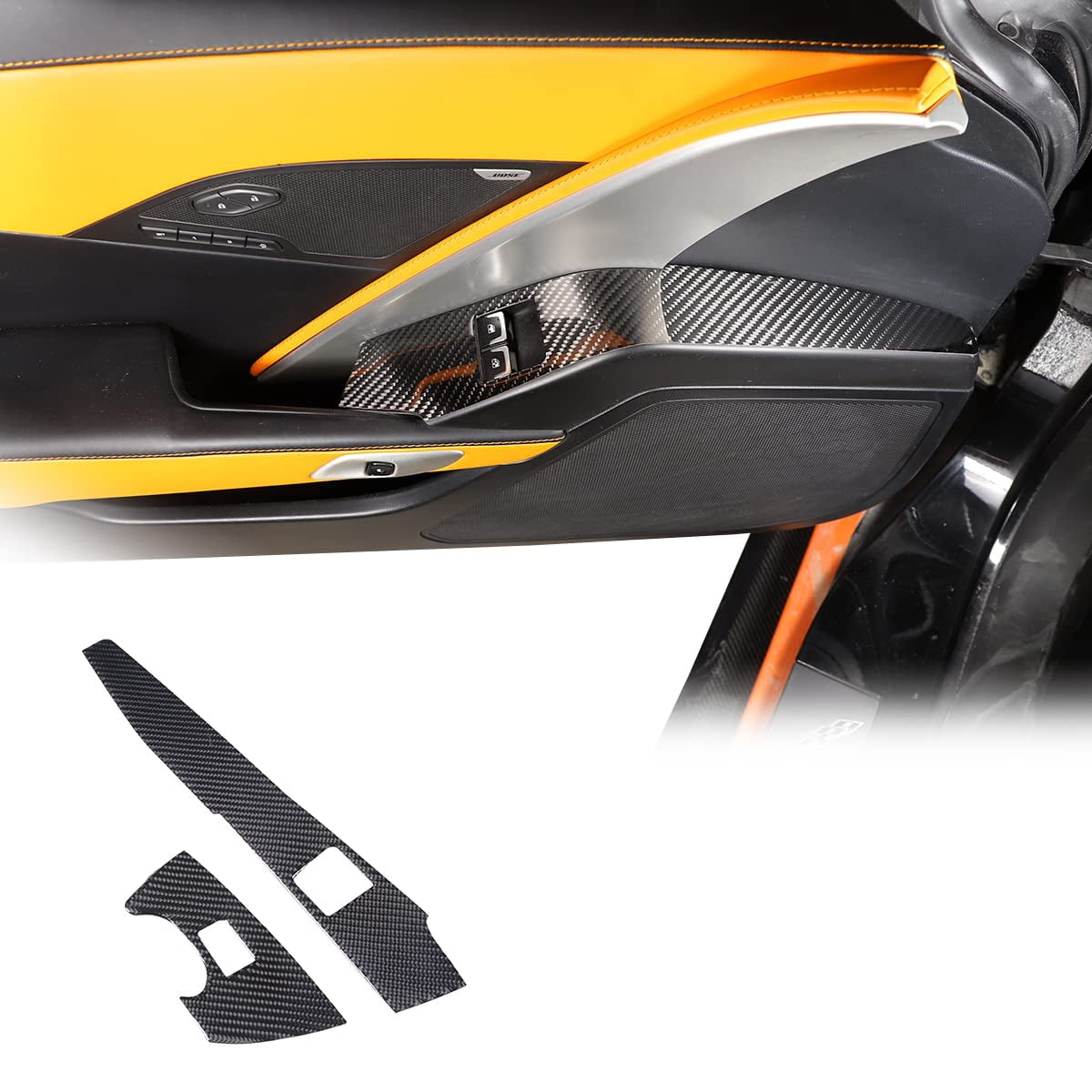 Carbon Fiber Window Lift Trim Switch Panel Decorations for Chevrolet ...