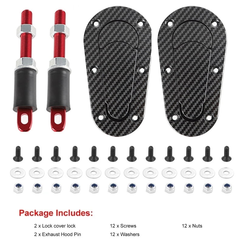 Carbon Fiber Without Lock - Invisible Car Engine Hood Lock Kit, (with ...