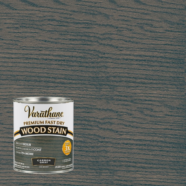 Varathane Carbon Gray Oil Based Premium Dry Fast Wood Stain, 1 Quart (2 ...